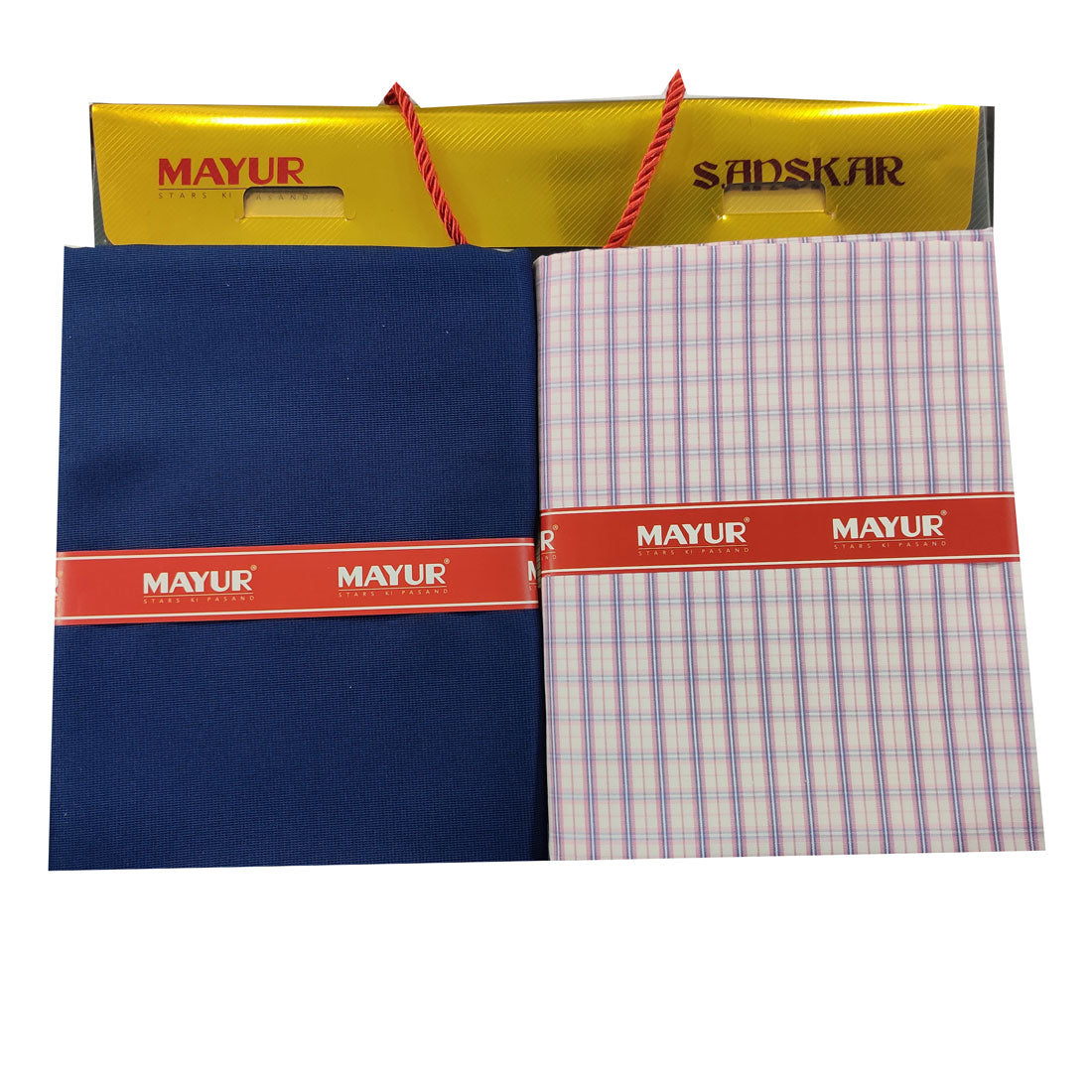 MAYUR Unstitched Pure Cotton Checkered Shirt & Trouser Fabric. – Mansfab