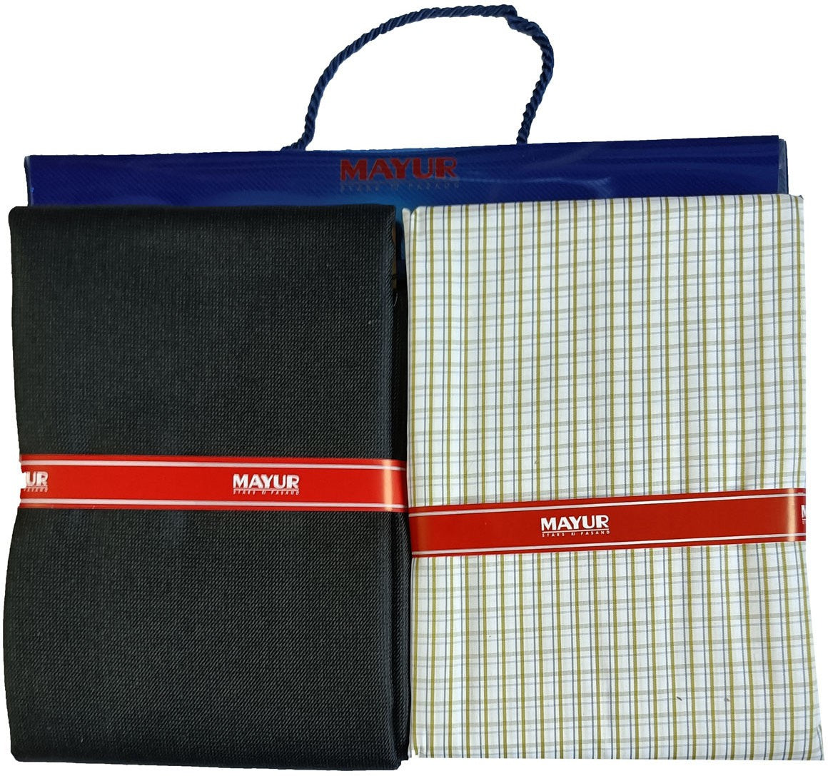 MAYUR Cotton Blend Self Design, Striped Shirt & Trouser Fabric – Mansfab